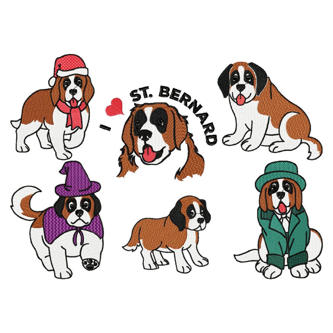 Machine Embroidery Designs - St. Bernard Collection of 6 - Etsy