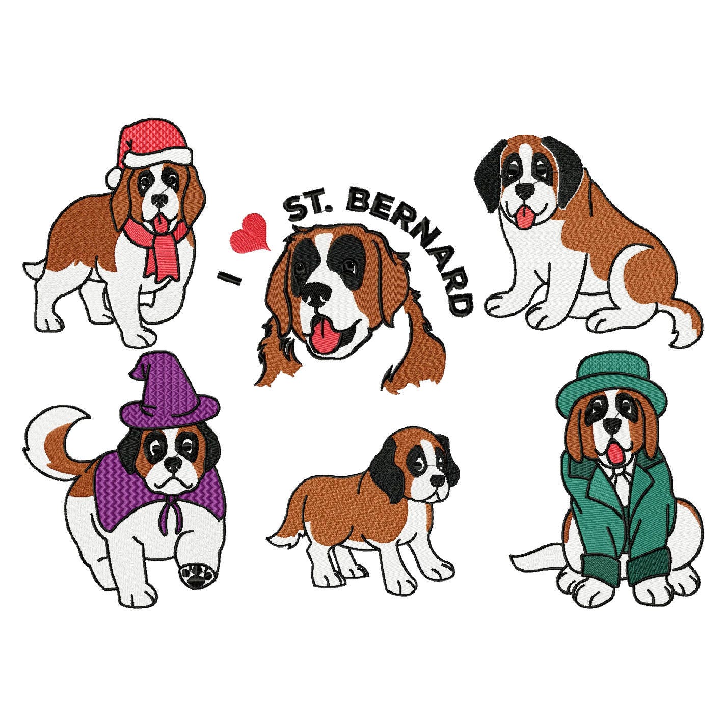 Machine Embroidery Designs St. Bernard Collection of 6 - Etsy