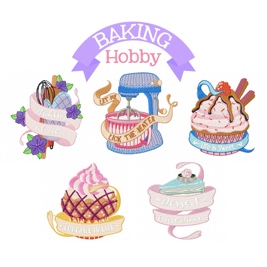Baking Hobby Collection of 6 Machine Embroidery Designs - Etsy