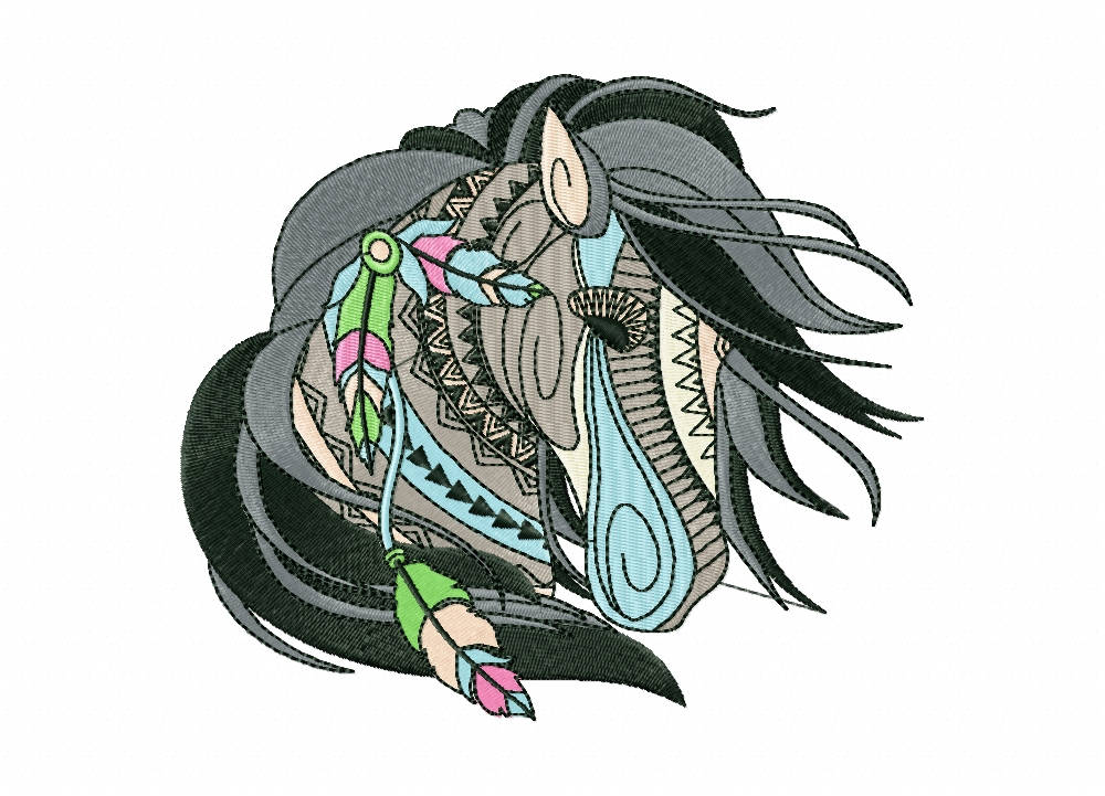 Detailed Horses Collection #03 Machine Embroidery Design - Five Sizes ...