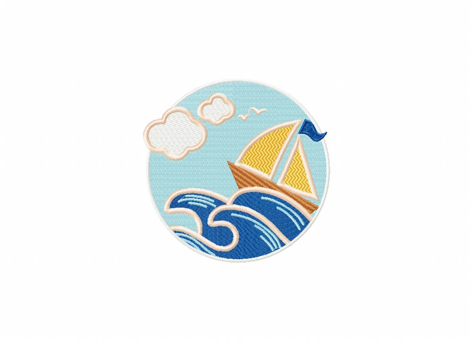 Machine Embroidery Design - Sailboat Beach - Etsy