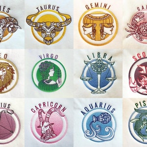 Machine Embroidery Design - Horoscope Zodiac Collection of 12 - Etsy