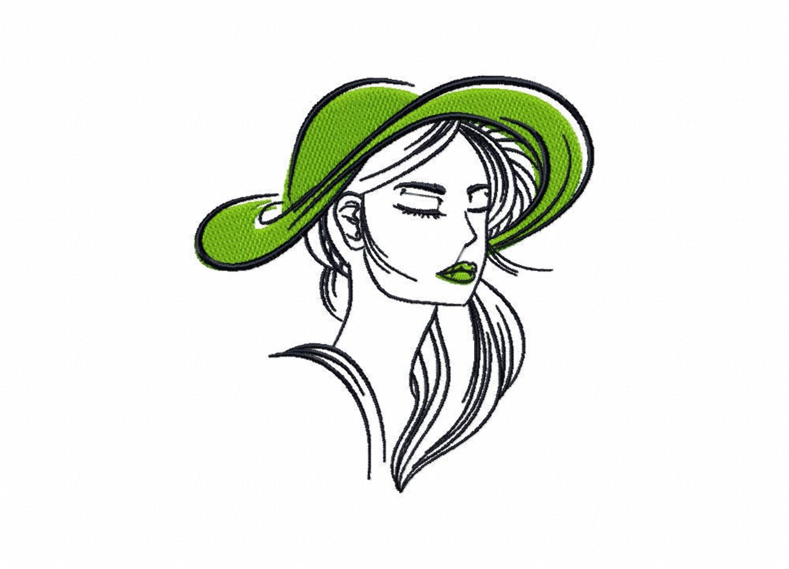 Machine Embroidery Design Hat Modern Ladies Design 3 - Etsy