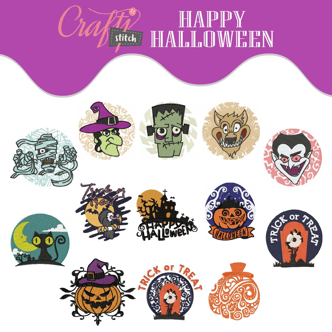 Machine Embroidery Designs - Happy Halloween Collection of 13 - Etsy