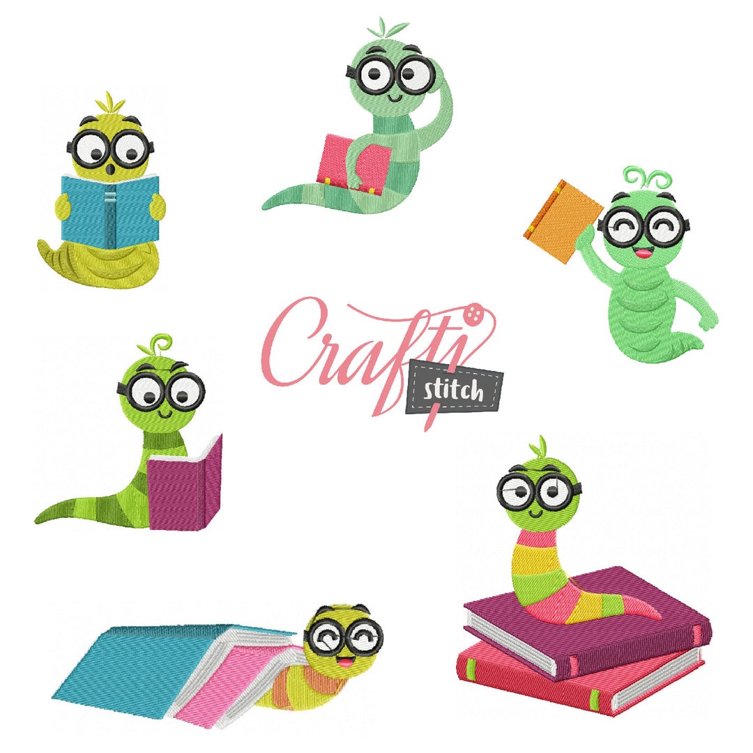Machine Embroidery Designs - Bookworm Collection 6 - Etsy