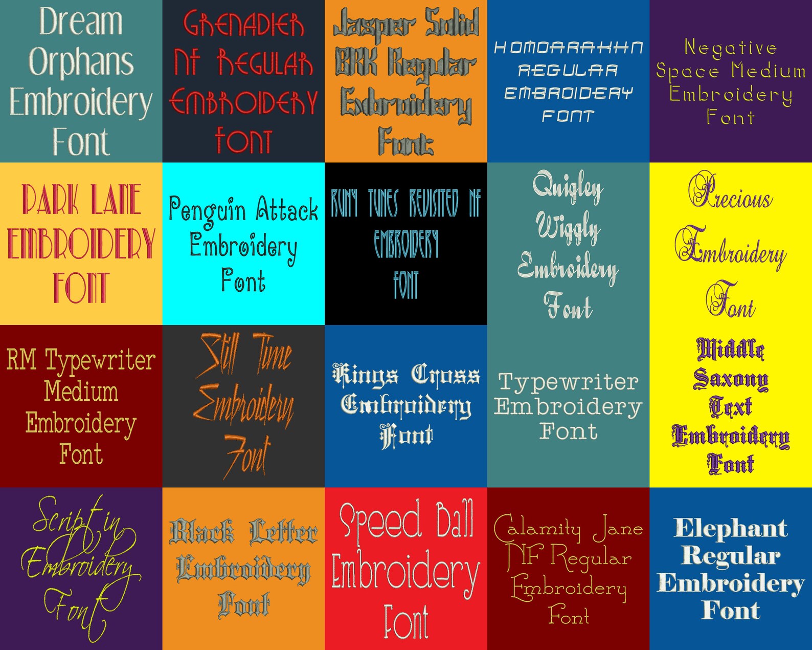 Machine Embroidery Fonts - 20 BX Font Bundle - Volume 3 - Etsy