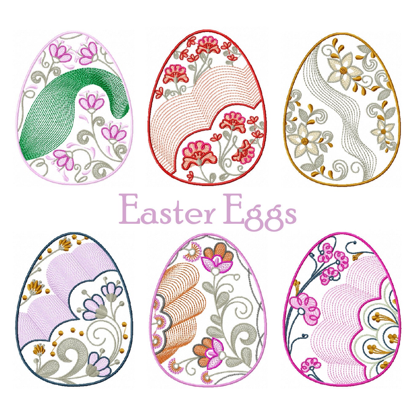 Machine Embroidery Designs Easter Egg Collection of 6 | Etsy