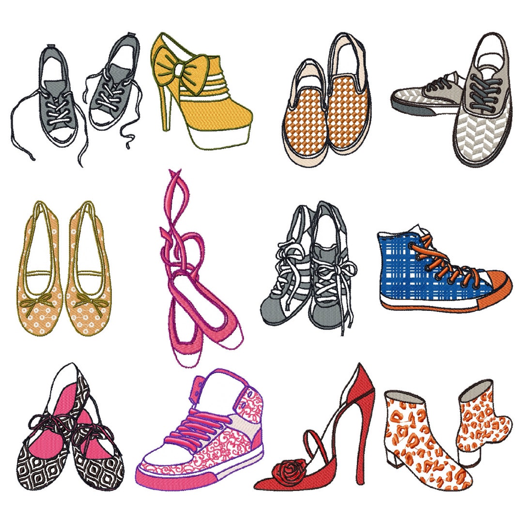 Machine Embroidery Designs - Shoe Collection of 12 - Etsy