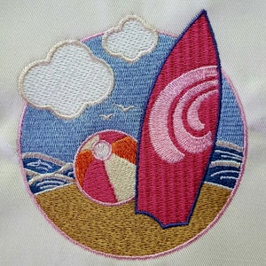 Machine Embroidery Design - Surfboard Beach - Etsy