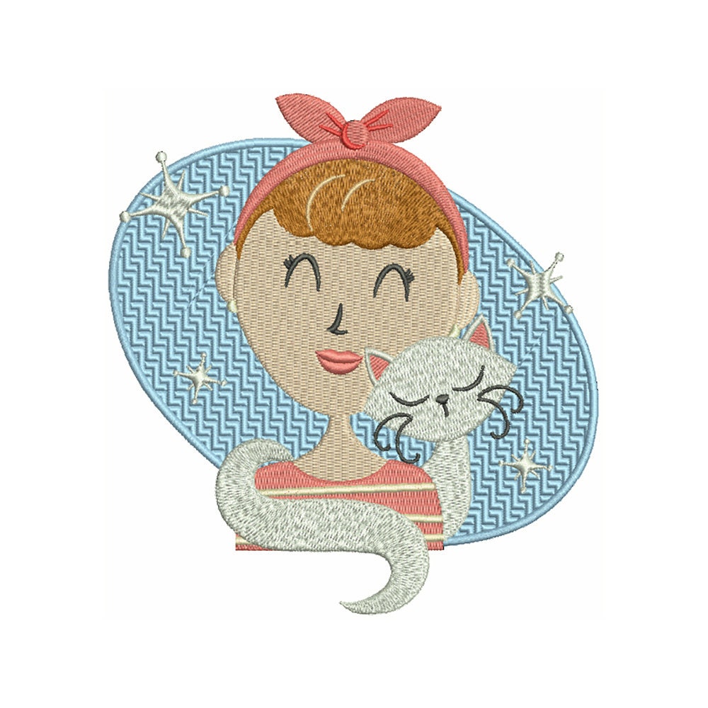 Machine Embroidery Designs Cat Lady Collection of 6 - Etsy