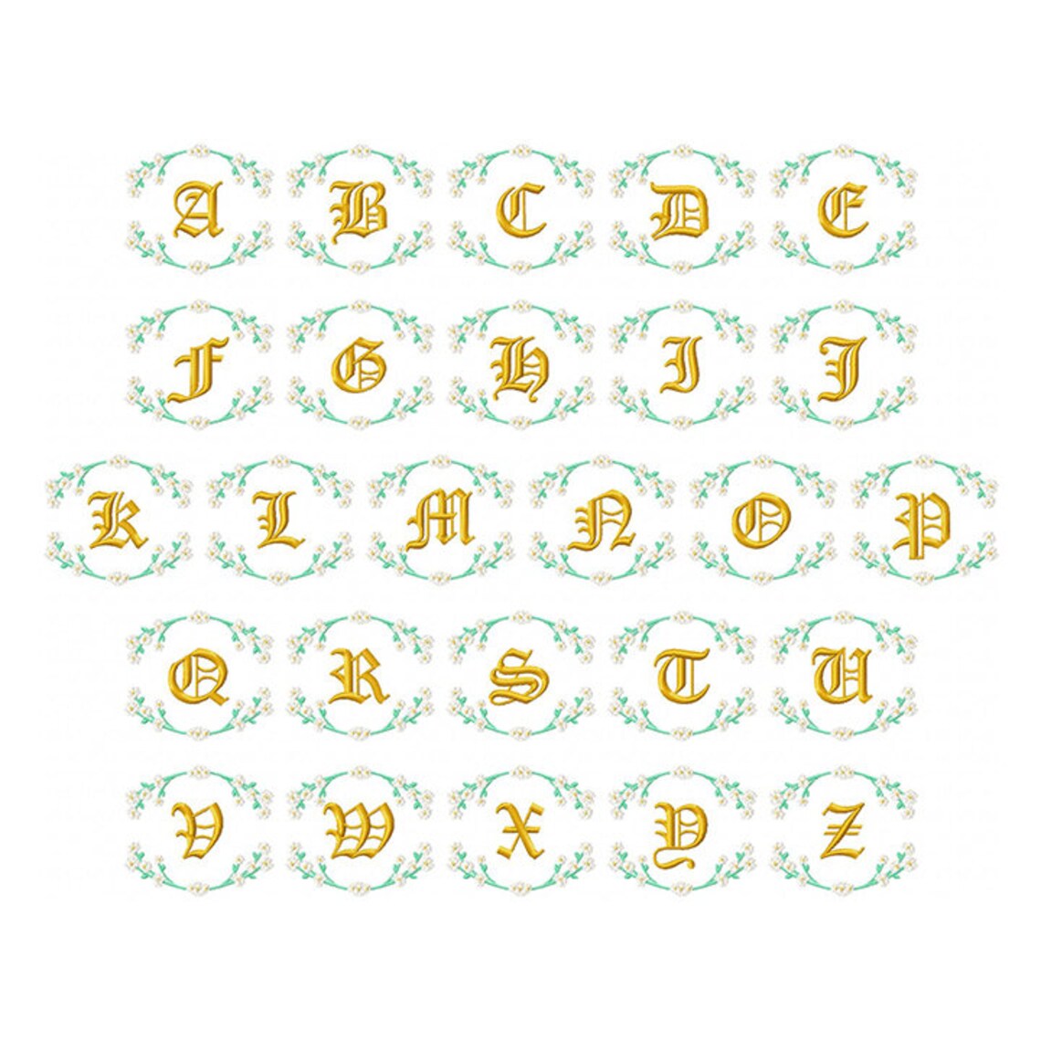 Machine Embroidery Monogram Wedding Flowers Frame | Etsy