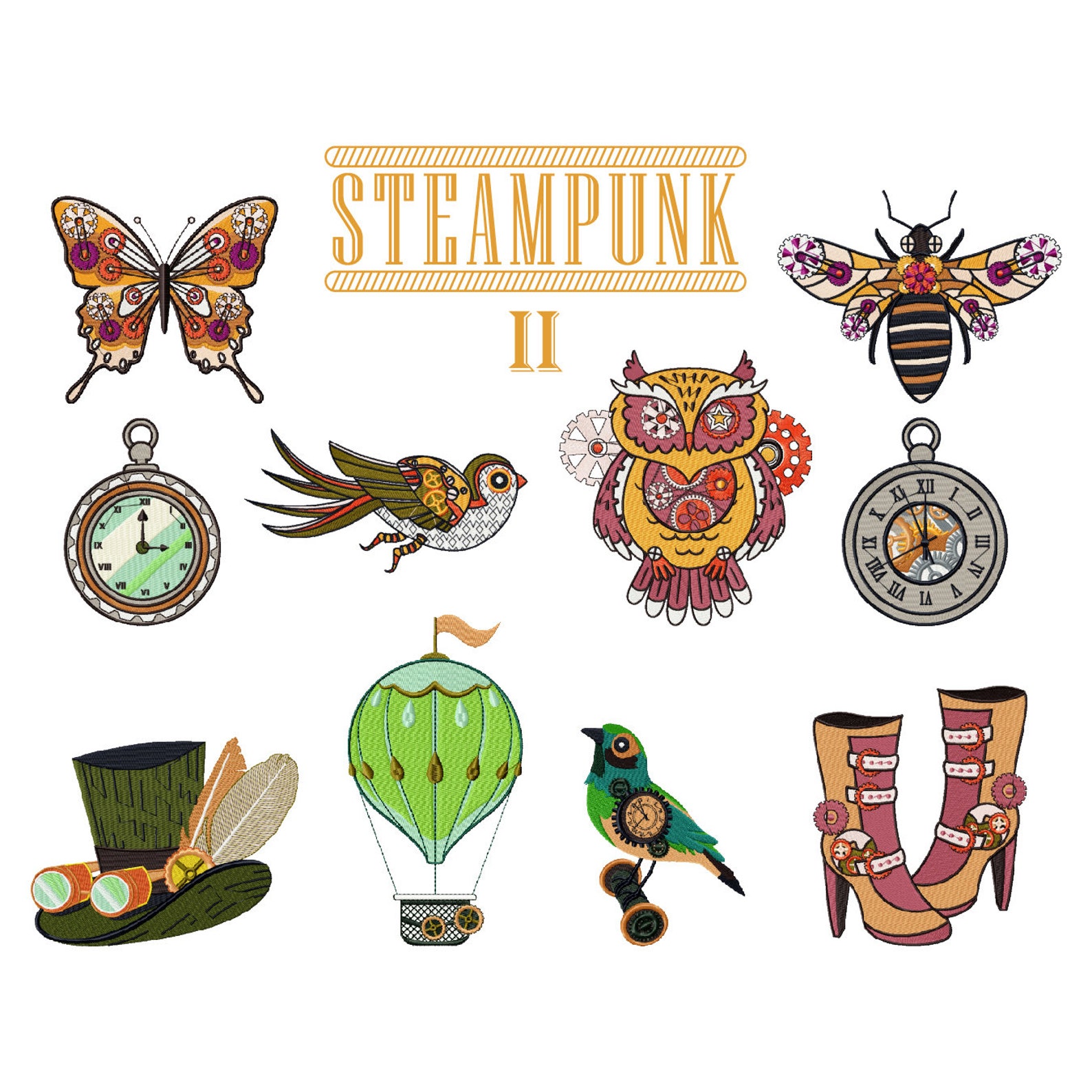 Machine Embroidery Designs Steampunk 2 Collection of 10 - Etsy