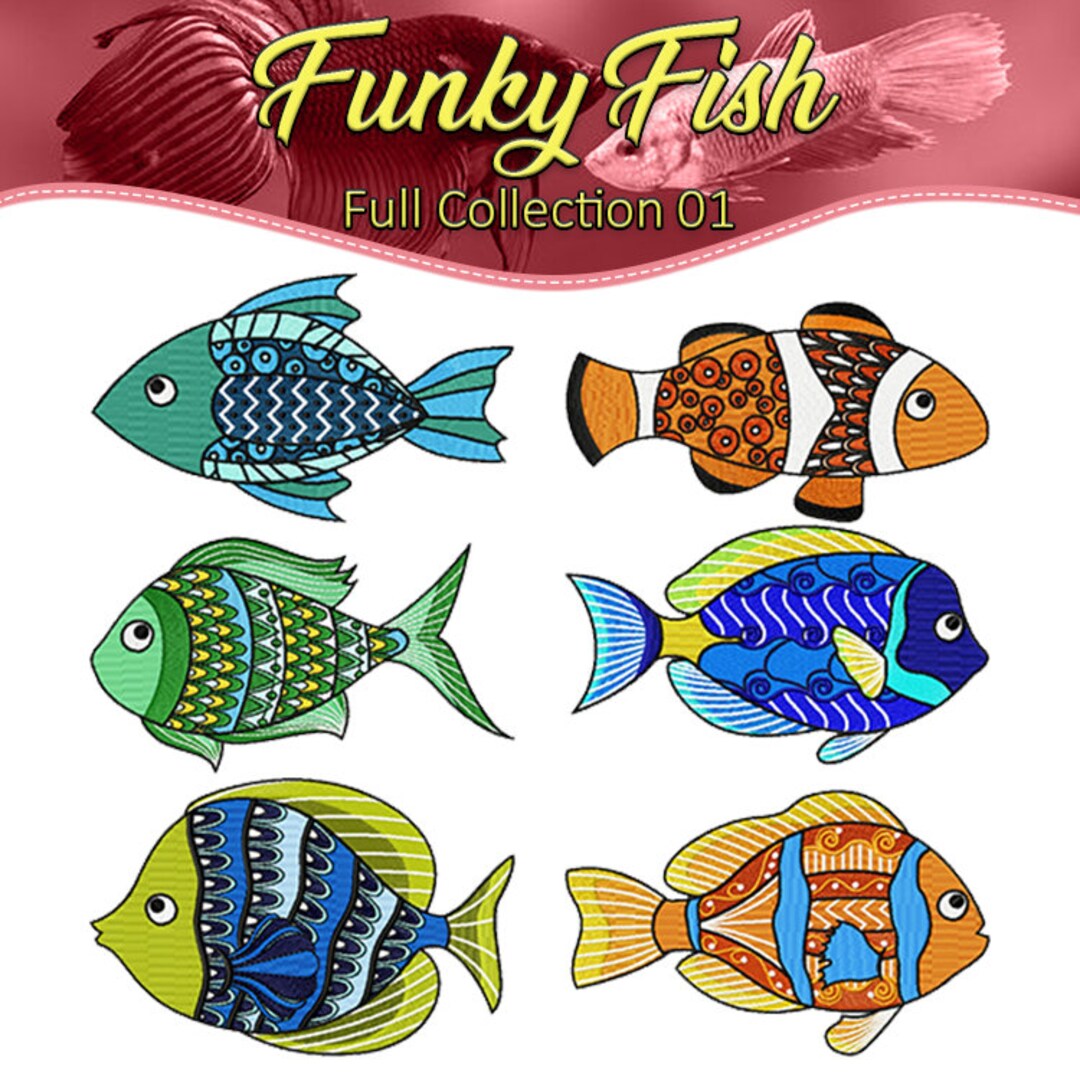 Machine Embroidery Designs - Funky Fish Collection 01 of 6 - Etsy