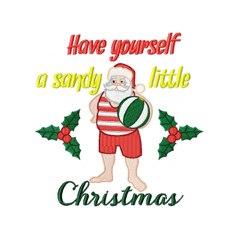 Machine Embroidery Designs Santa on the Beach Typography | Etsy