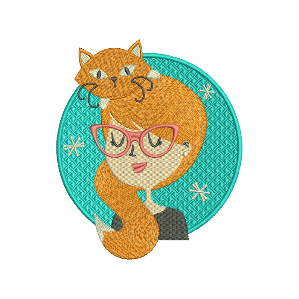 Machine Embroidery Designs Cat Lady Collection of 6 - Etsy