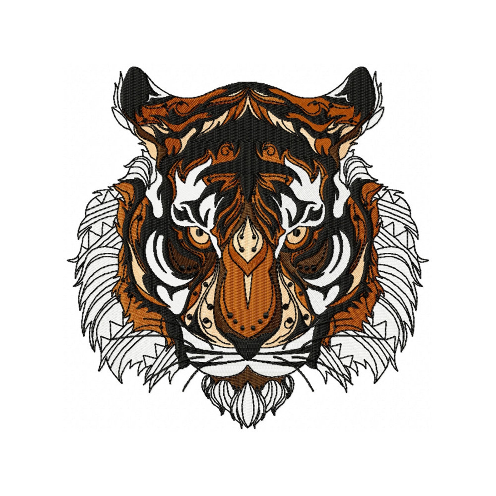 Machine Embroidery Design - Detailed Tiger Face A - Etsy