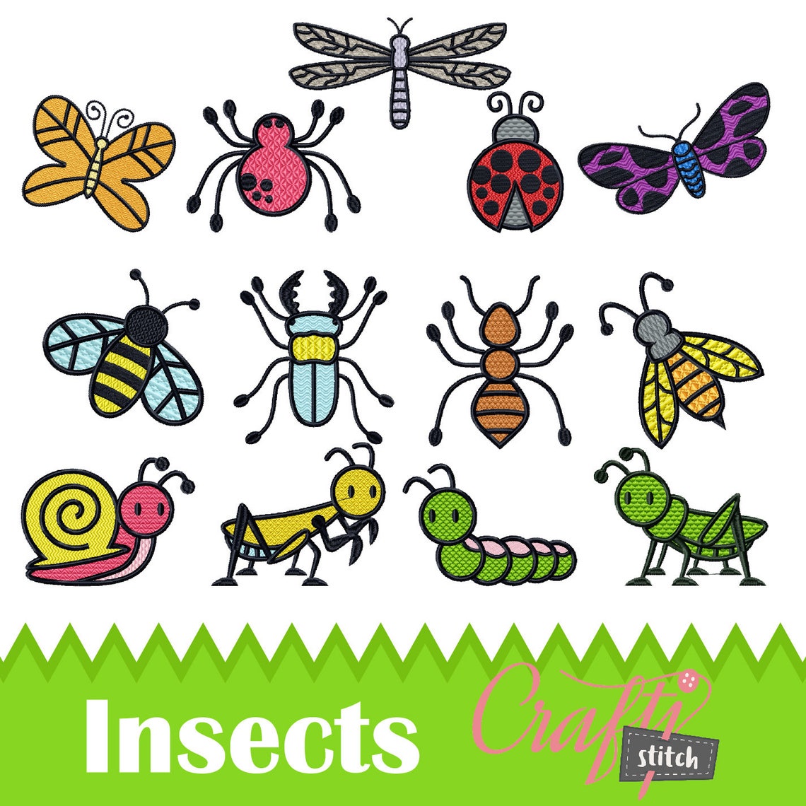 Machine Embroidery Designs Insect Collection of 13 - Etsy