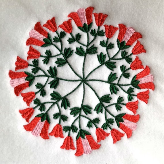 Machine Embroidery Design Circle of Flowers Design 05 | Etsy