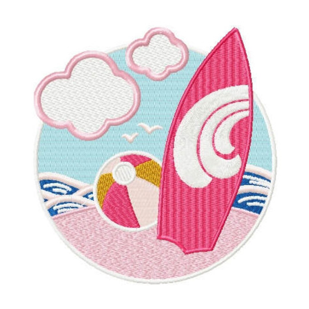 Machine Embroidery Design - Surfboard Beach - Etsy