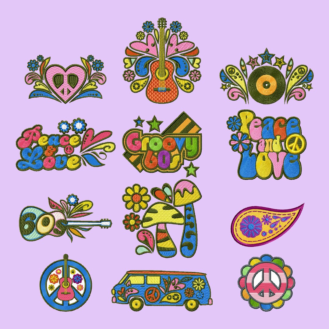 Machine Embroidery Designs - Vintage 60s Collection of 12 - Etsy