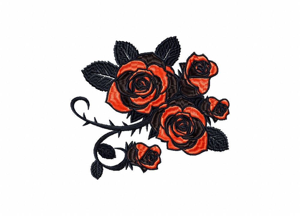 Machine Embroidery Design Detailed Rose Pattern Collection | Etsy
