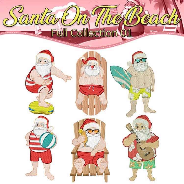 Machine Embroidery Designs Santa on the Beach Full - Etsy
