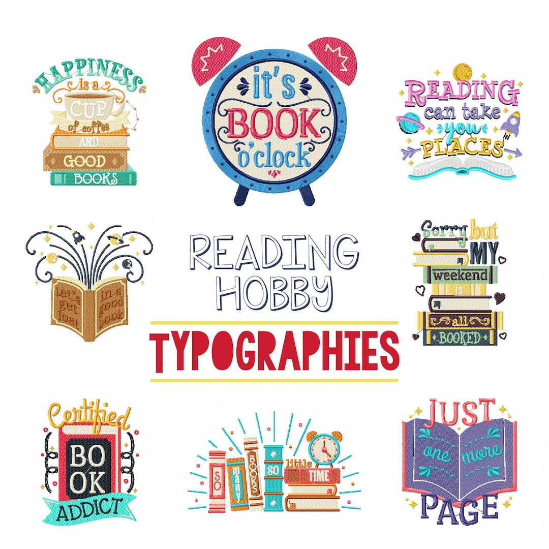 Machine Embroidery Designs - Reading Hobby Collection of 8 - Etsy