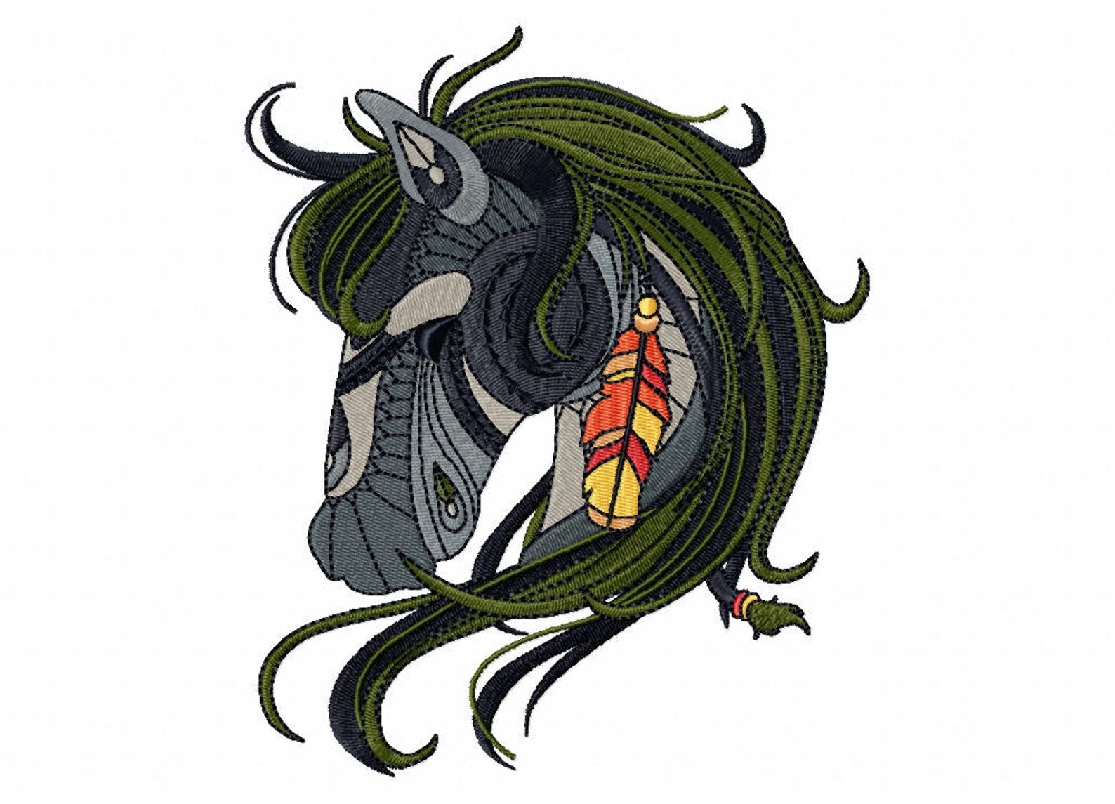 Machine Embroidery Designs Detailed Horses Collection of 4 | Etsy