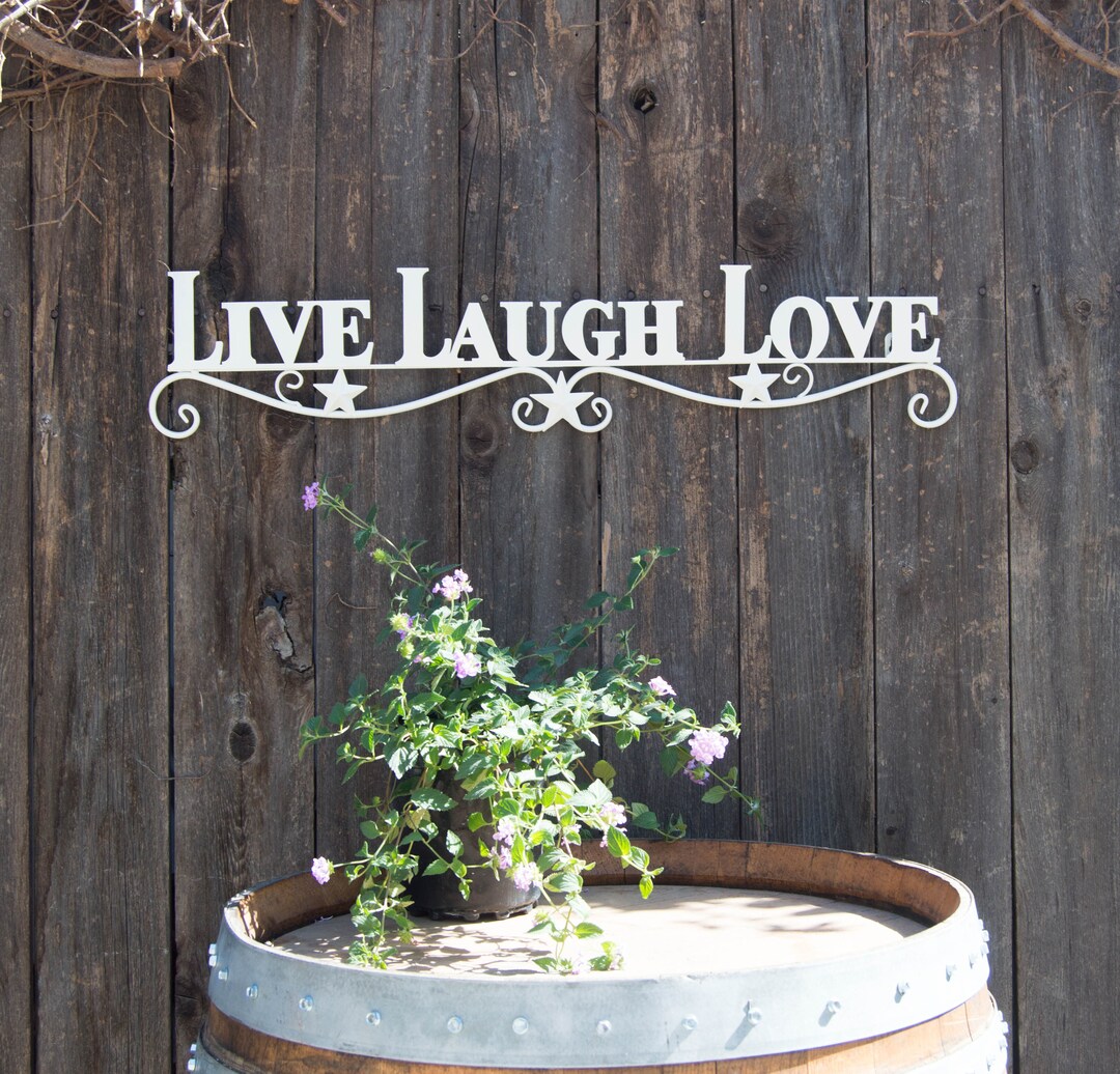 Live Laugh Love Metal Scroll Wall Decor Satin Ivory Inspirational ...