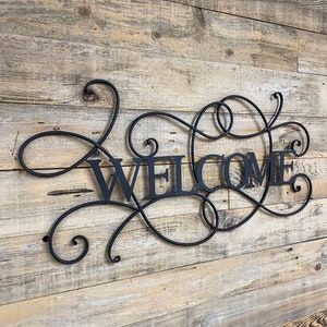 Elegant Iron Scrolled Welcome Wall Decor Flat Black - Etsy