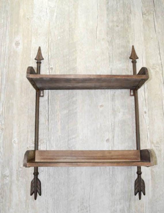Arrow Accent Wall Shelf Wood Shelf Metal Arrow Accents Country - Etsy