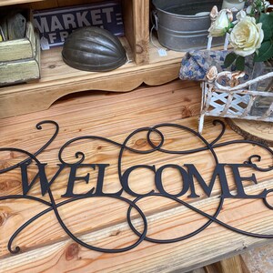 Elegant Iron Scrolled Welcome Wall Decor Flat Black - Etsy