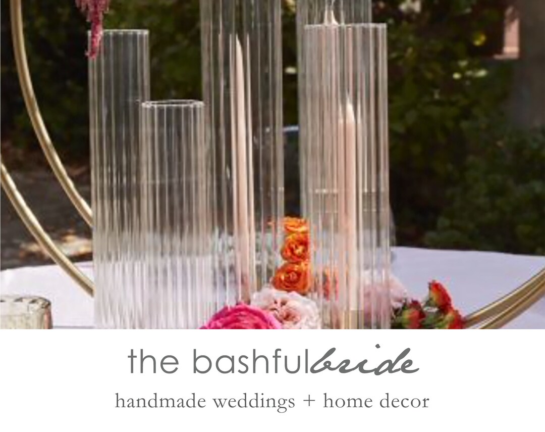 Tall Glass Candle Guard, Tall Glass Centerpiece, Glass Candle Holders ...