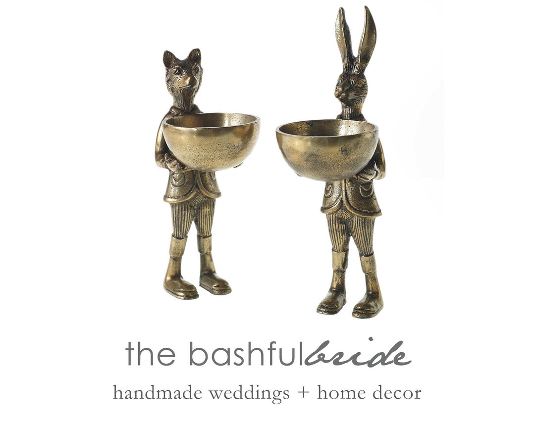 Deer, Hare, Fox Candy Dish, Brass, Easter, Holiday Candy Dish ...