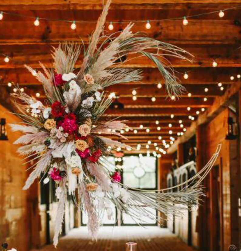 Half Moon Hanging Florals Crescent Moon Half Moon Wedding | Etsy