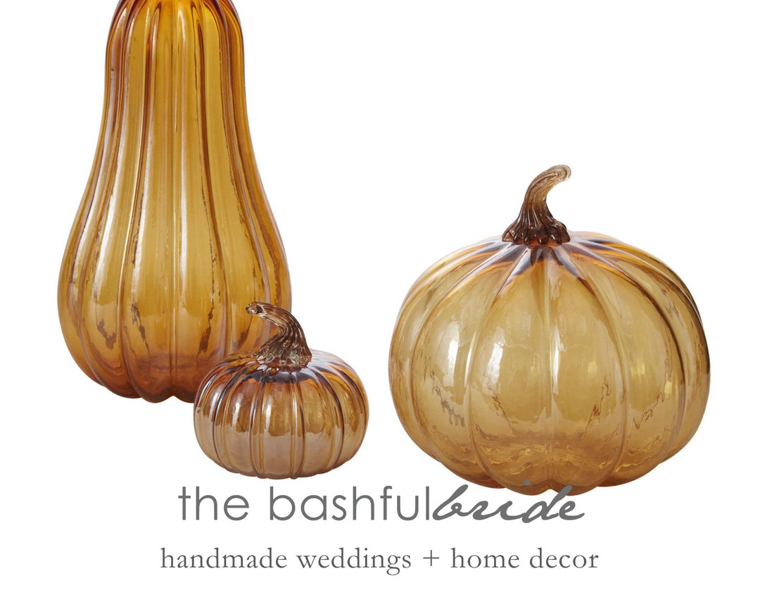 Glass Pumpkin and Squash Collection, Small Centerpiece, Fall Decor ...