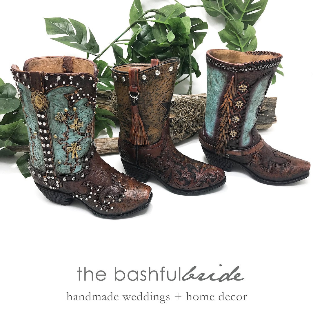 Cowboy Boot Bud Vase: Western Wedding Decor (7" X 6.5" X 2.5") - Etsy