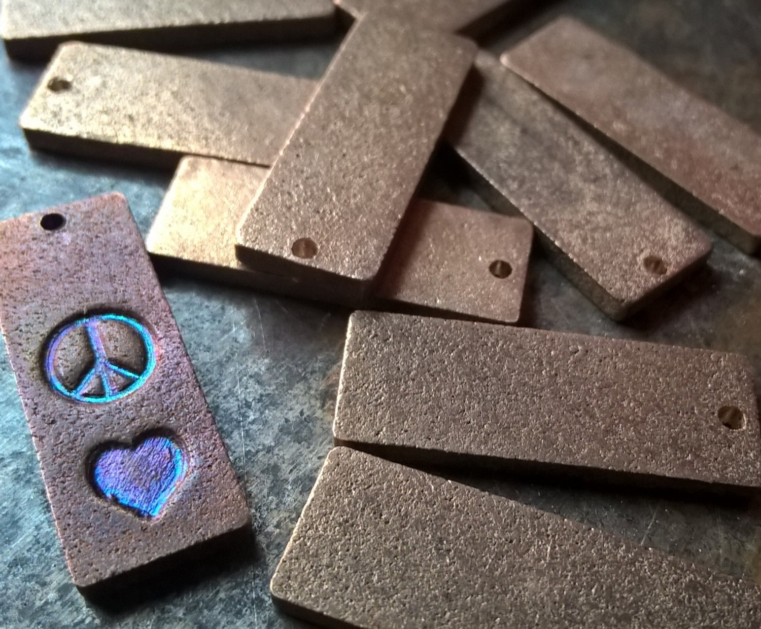 Bronze Blanks, Metal Stamping Blanks, Rectangle Blanks, Antiqued Pure ...