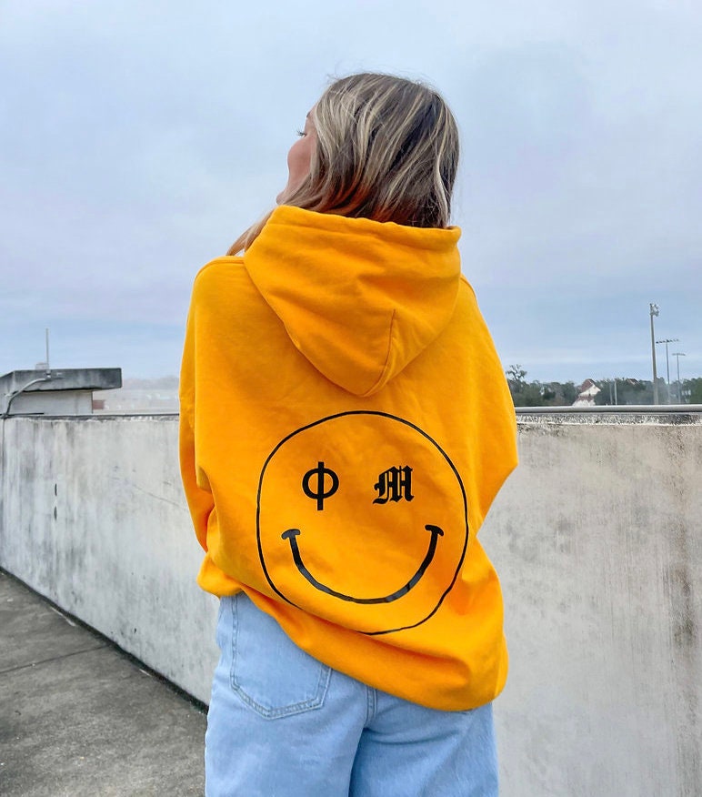 Custom Sorority Greek Smiley Face Hoodie Chi Omega Phi Mu Custom Chi ...