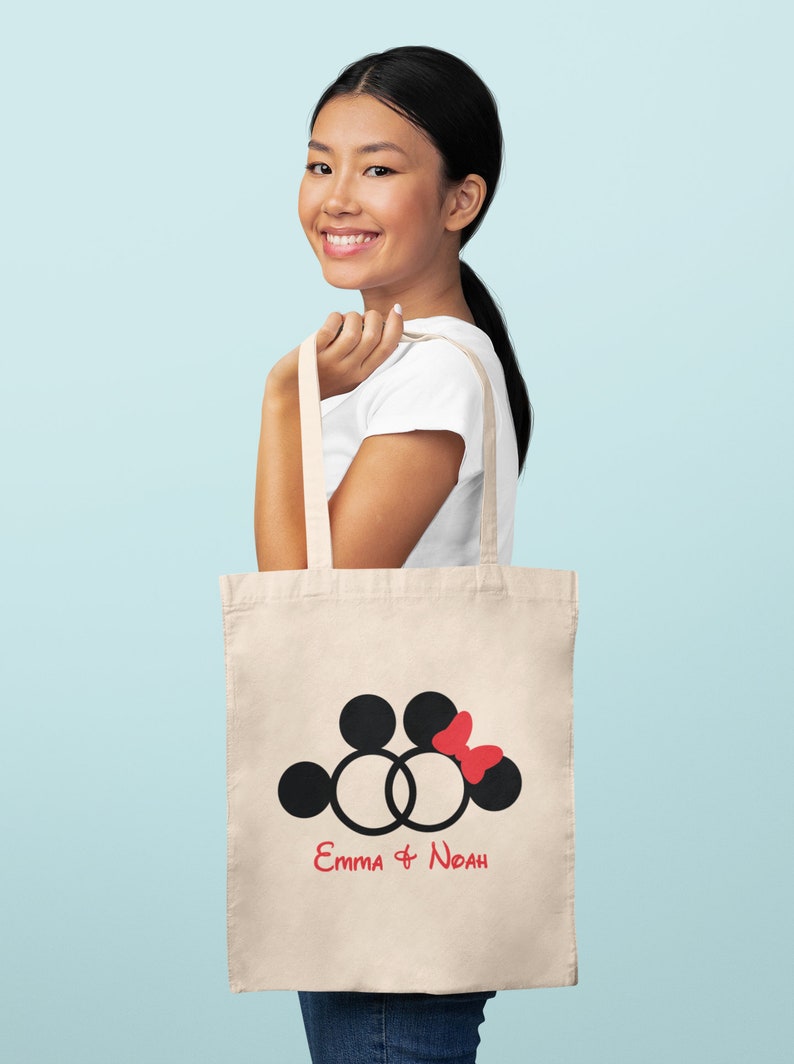 Custom Disney Tote Bag, Disney Couple Tote Bag, Disney Bag, Disneyland ...