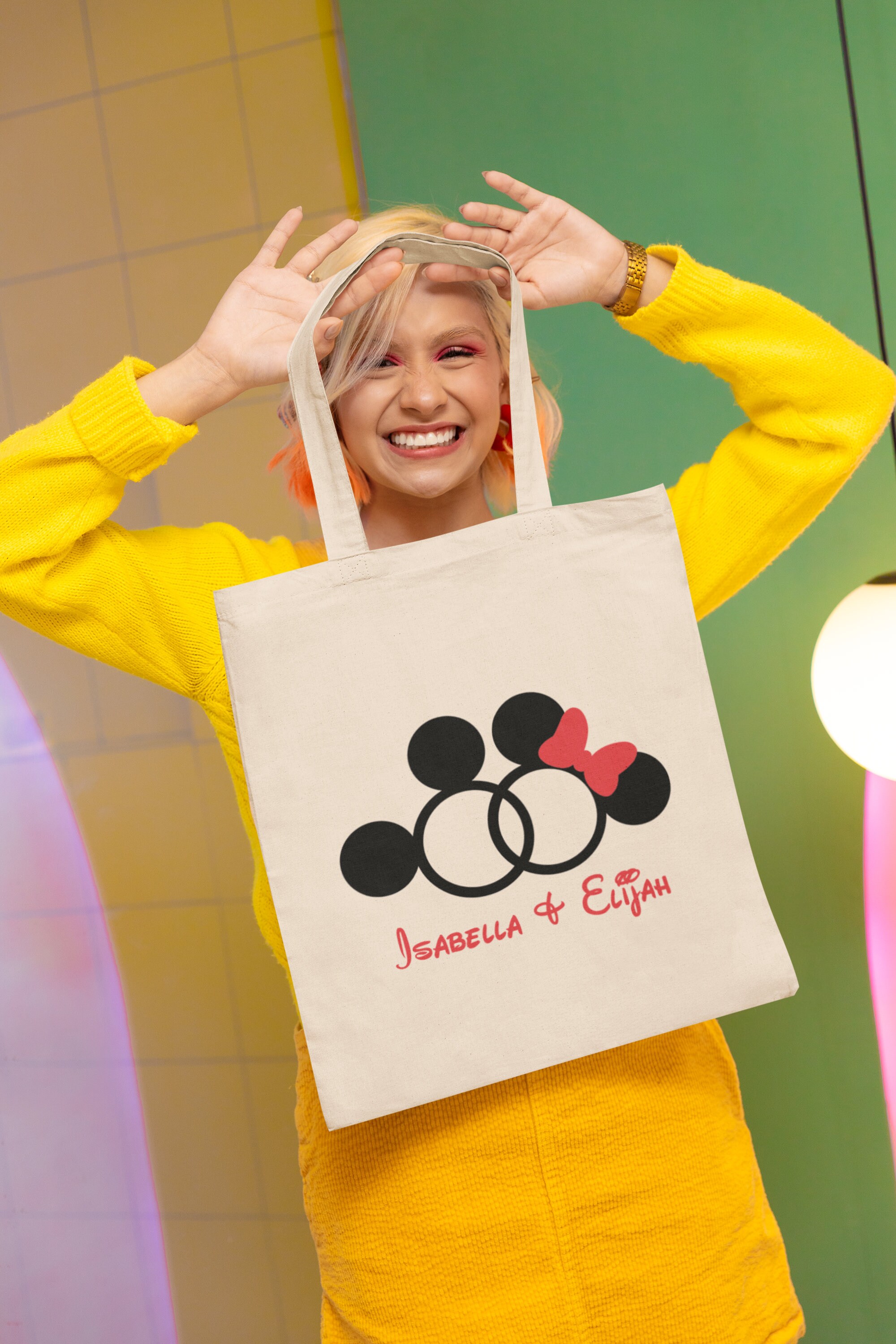 Custom Disney Tote Bag, Disney Couple Tote Bag, Disney Bag, Disneyland ...