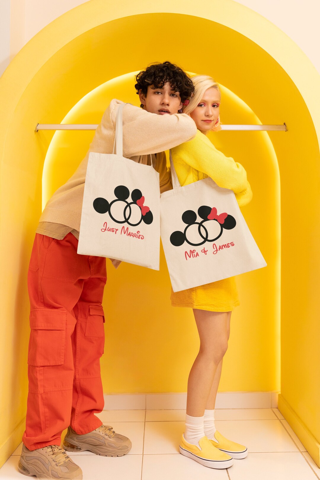 Custom Disney Tote Bag, Disney Couple Tote Bag, Disney Bag, Disneyland ...