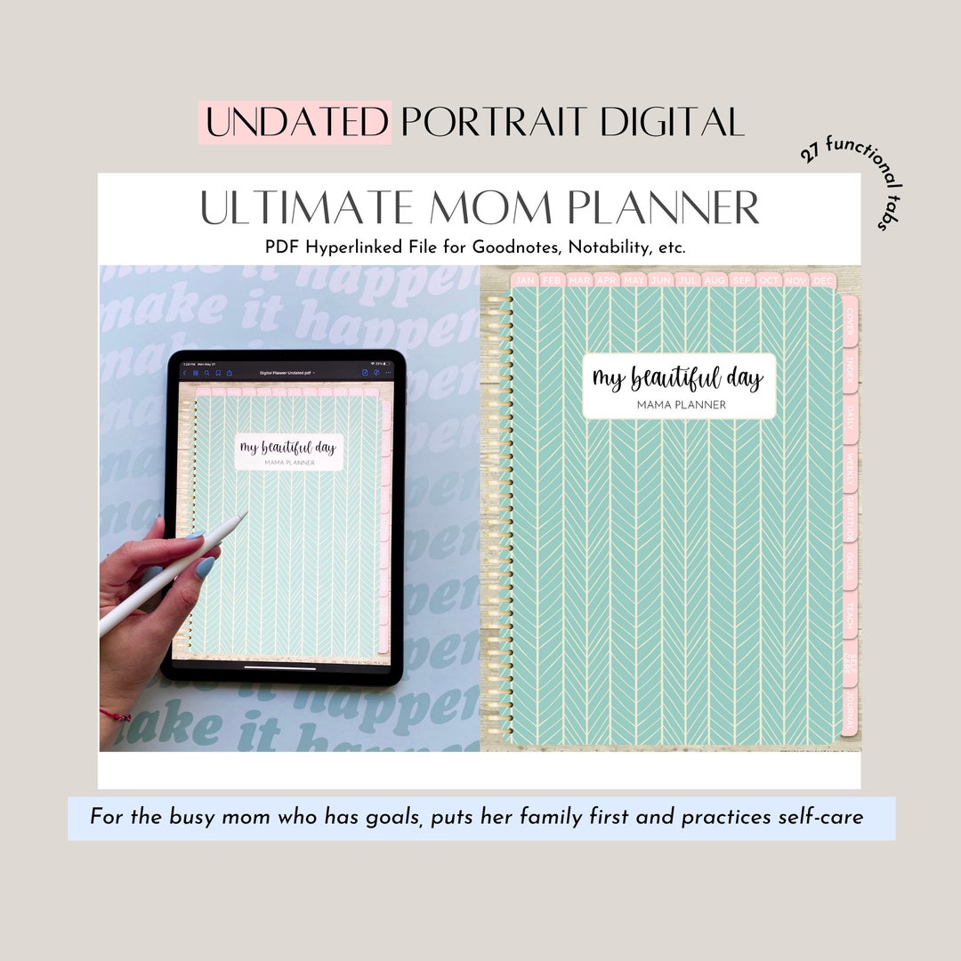 Digital Mom Planner, Undated Digital Planner, Homeschool, Goals ...
