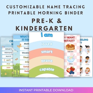 MORNING BINDER Preschool / Kindergarten Custom Name Tracing | Feelings ...