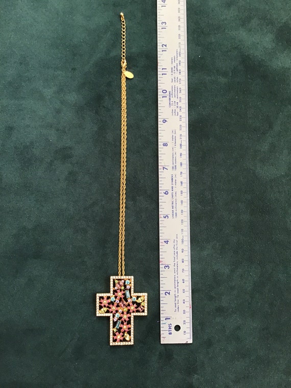 Vintage rhinestone cross necklace - Gem