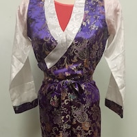 Blue Color Tibetan Traditional Dress,tibetan Chuba With Attached Blouse ...
