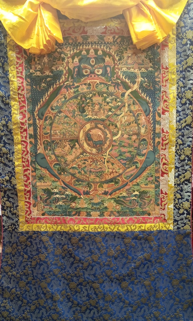 THA 261 Gorgeous Hand Painted Wheel of Life Thangka. Thanka, Nepal - Etsy