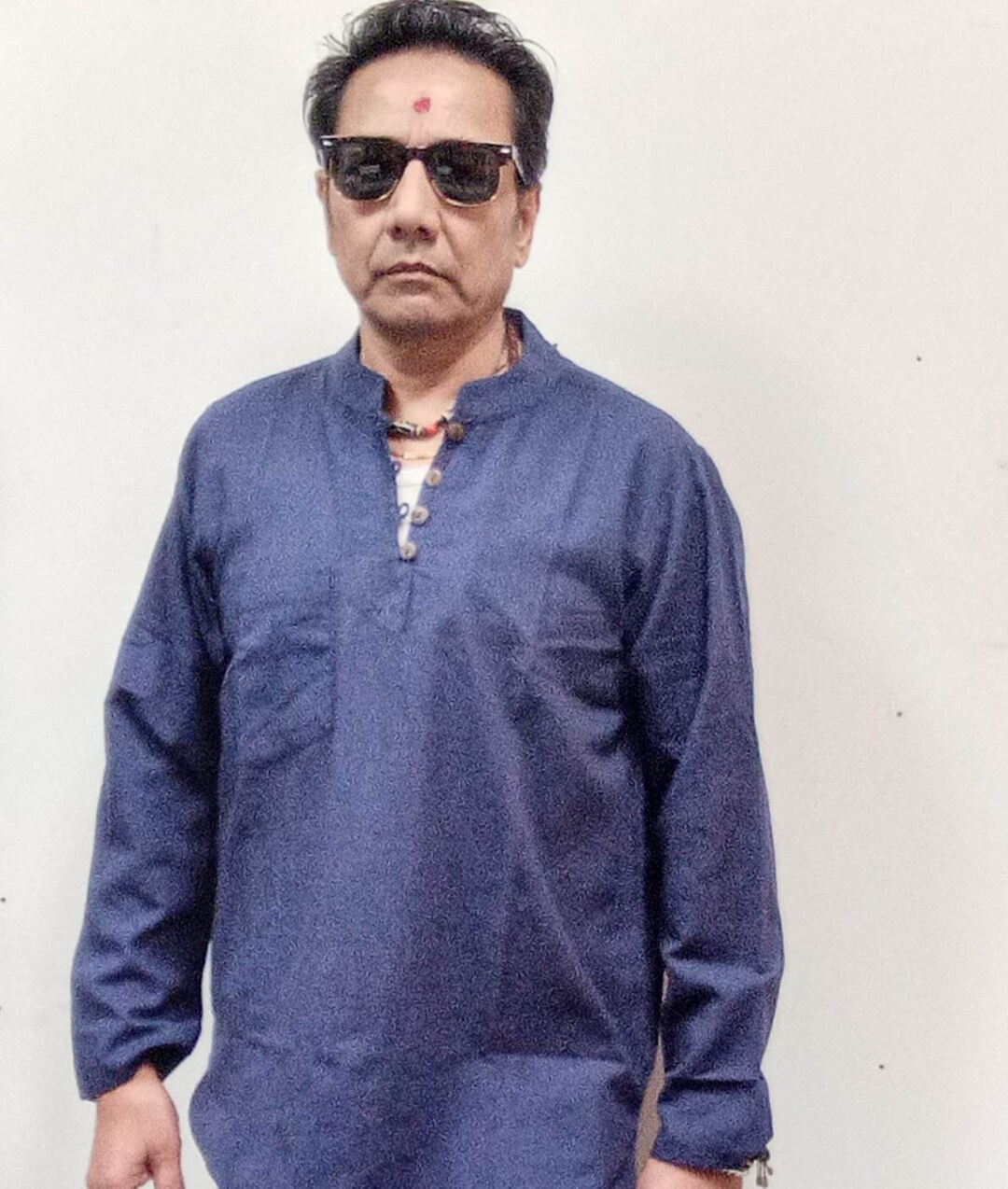 CLT 112A Ethnic 100% Cotton Nepali Dark Blue Shirt kurta. Yoga ...
