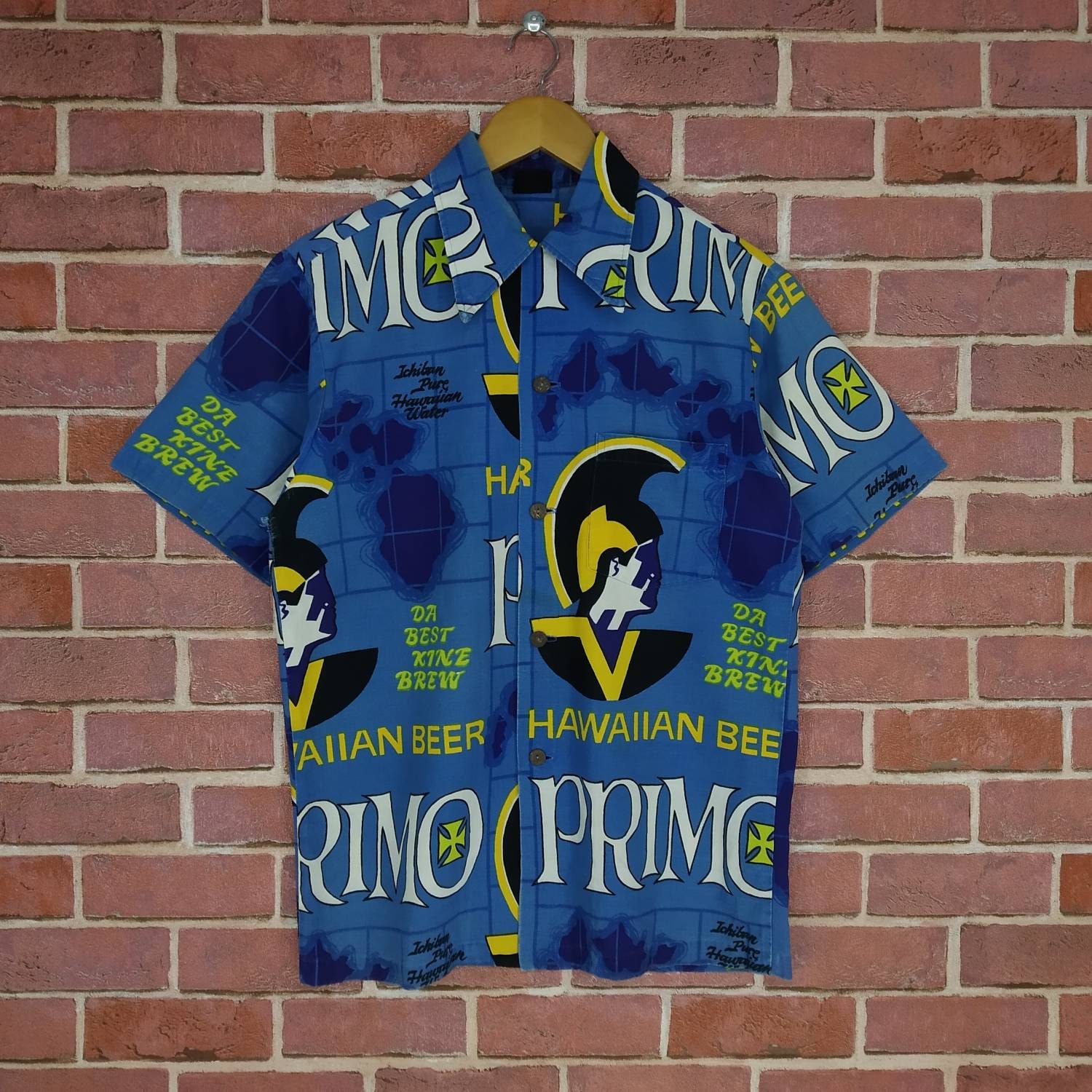 Primo Beer shirt M men's Hawaiian Holiday vintage 1960s blue - munimoro ...