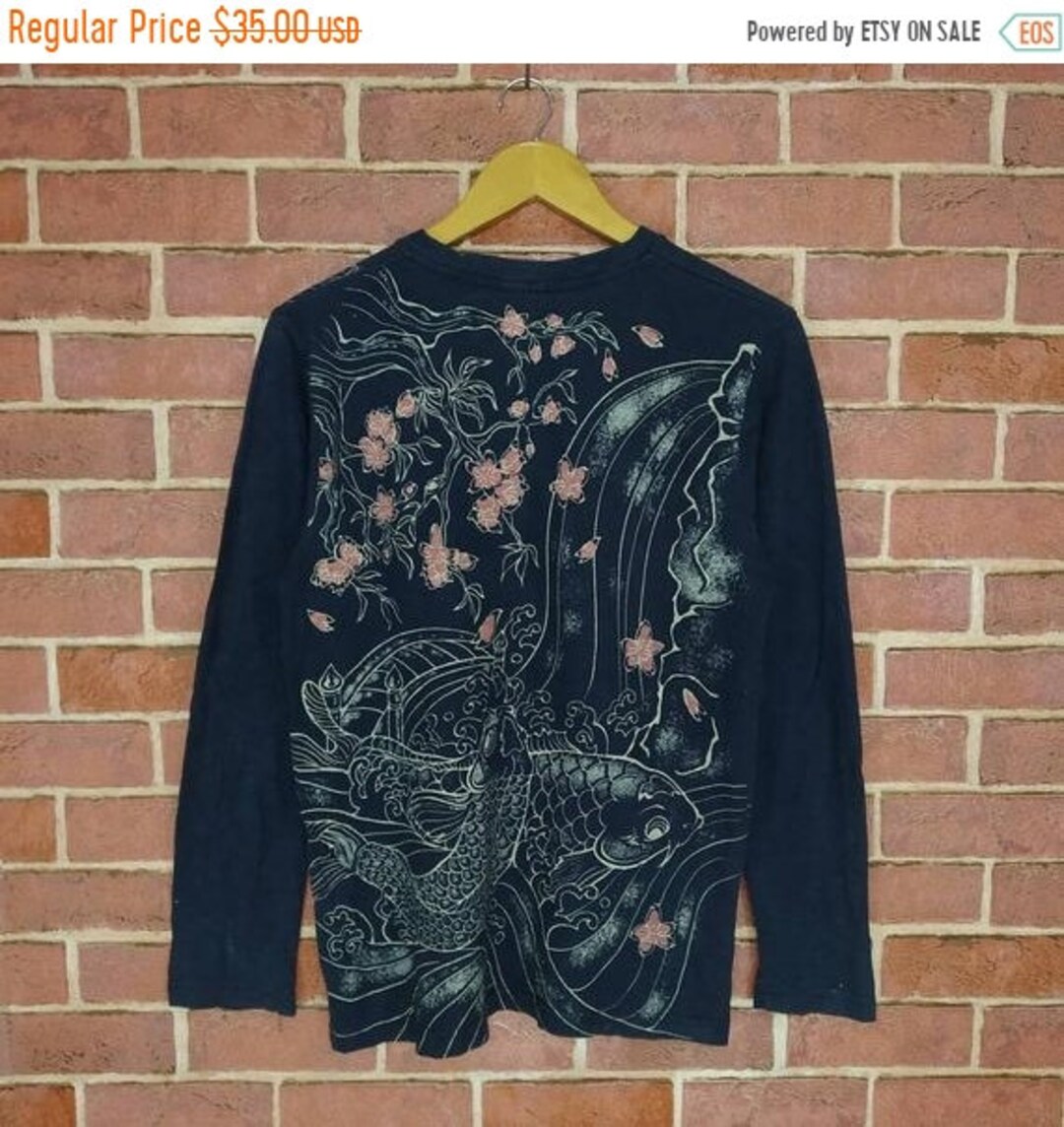 Vintage Japanese Traditional Fish Koi Design Long Sleeve T-shirt - Etsy